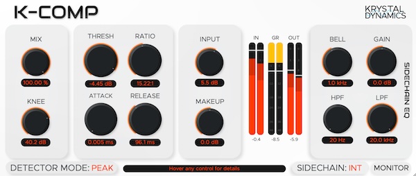 Krystal Dynamics「KrystalComp」完全無料なのにプロ並みの機能を搭載！RMS・ピーク対応＆サイドチェインEQ付き高精度 ...